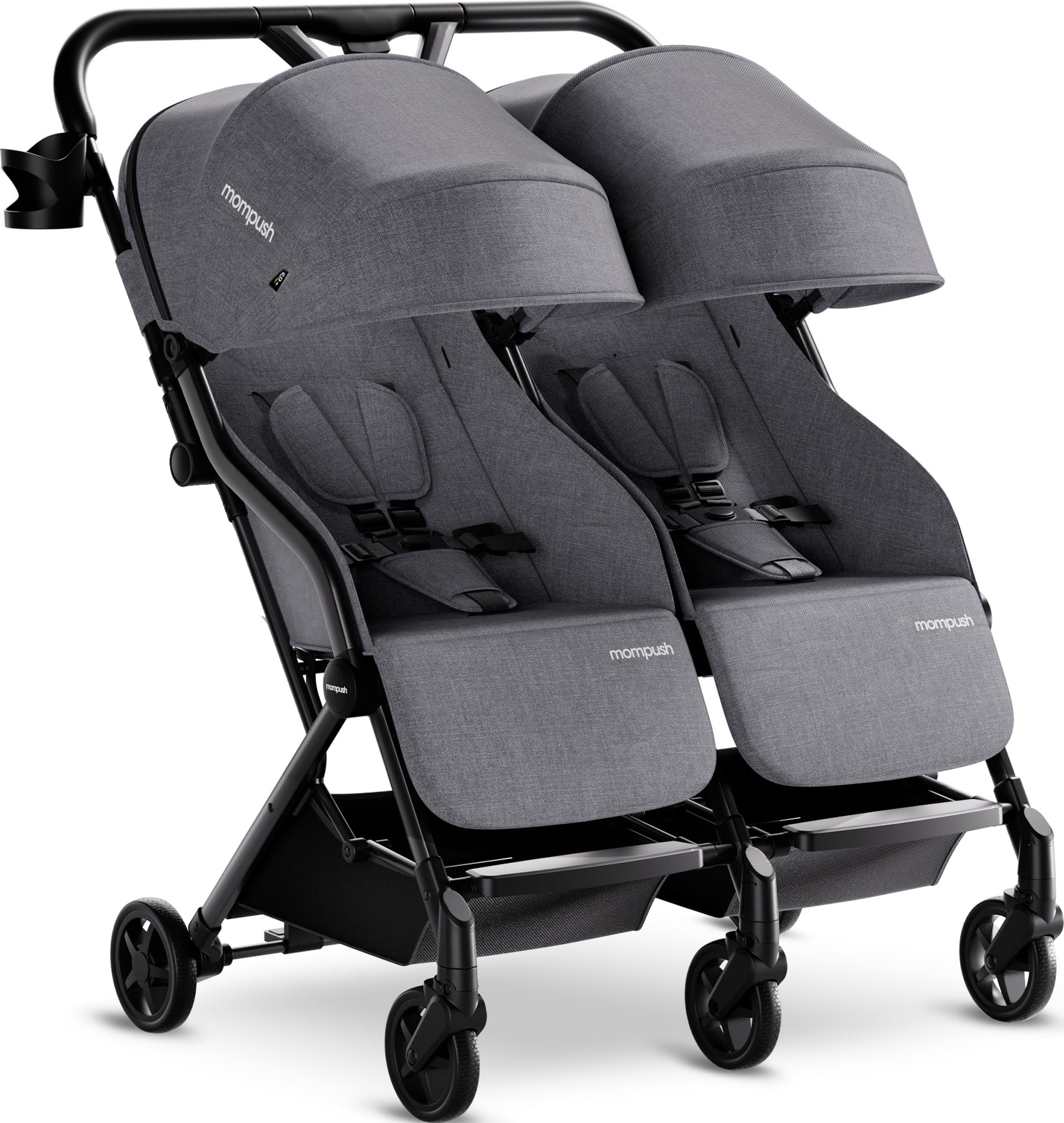 Mompush Lithe Double Stroller with Two Large Individual Side by Side ...