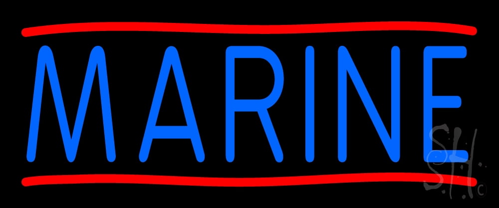 Marine LED Neon Sign 6 x 15 - inches, Black Square Cut Acrylic Backing ...