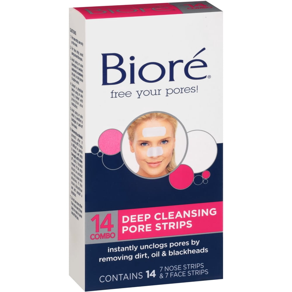 Biore Combo Pack Deep Cleansing Pore Strips Face/Nose 14 ea - Walmart ...