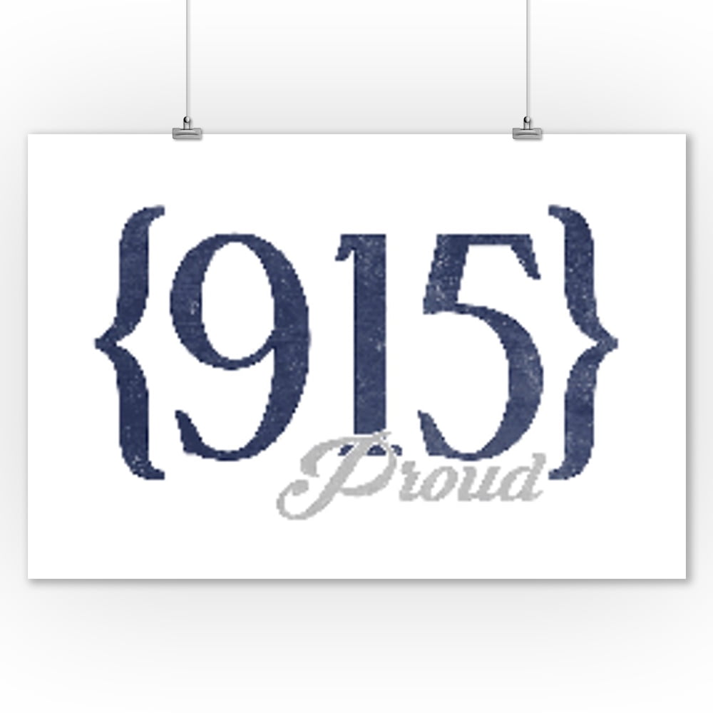 Odessa, Texas - 915 Area Code (Blue) - Lantern Press Artwork (9x12 Art ...