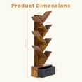 Gianna 7-Tier Tree Bookshelf, Narrow Wood Bookcase with Drawer for ...