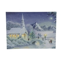 Northlight Lighted Winter Cottage Forest Scene Christmas Canvas Wall ...