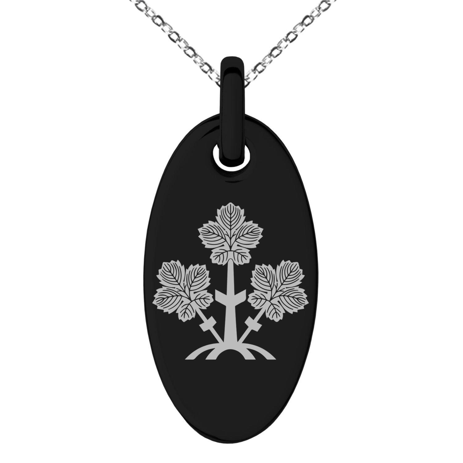 Stainless Steel Suwa Samurai Crest Engraved Small Oval Charm Pendant ...
