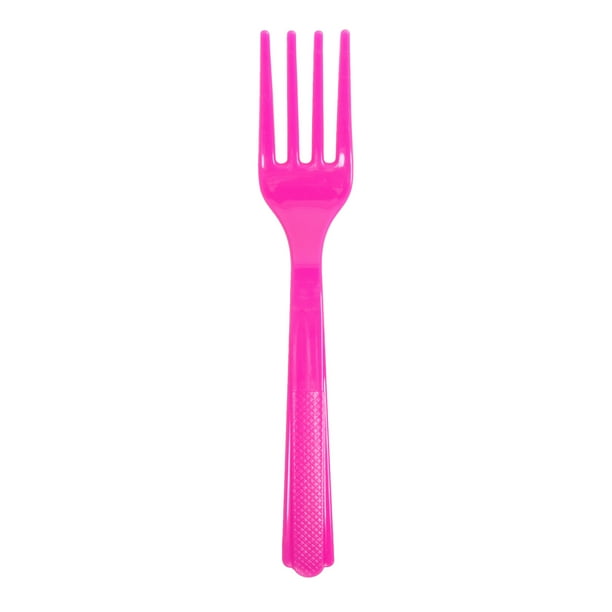 Way to Celebrate! Neon Pink Plastic Forks, 24ct - Walmart.com