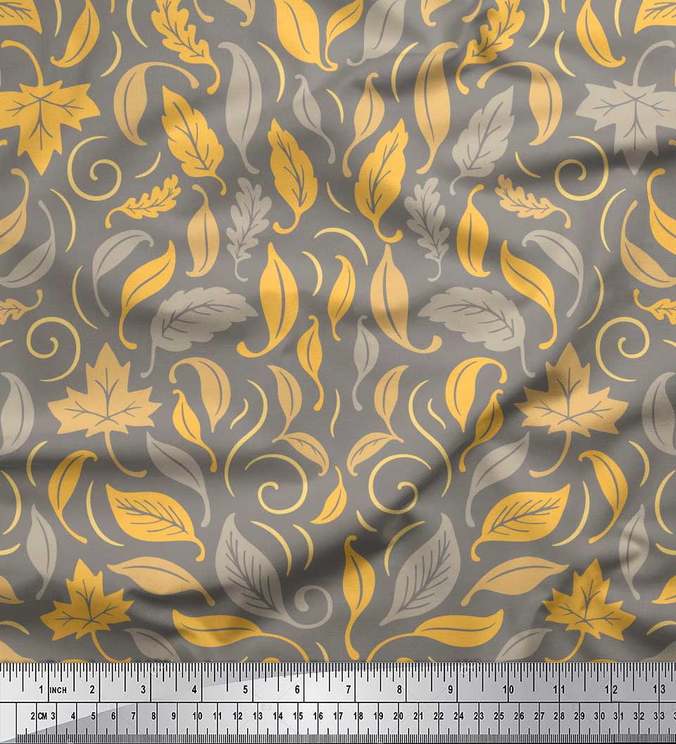 Soimoi Yellow Silk Fabric Autumn Leaves Print Fabric by the Yard 42 Inch Wide - Walmart.com