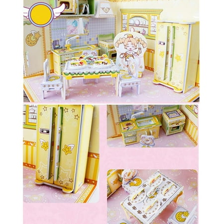 1/24 Dolls House Miniature Diorama DIY With Cooking Bench Cabinet ...