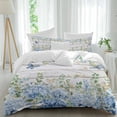 4 Piece Duvet Cover Set Cal king, Rustic Blue Hydrangea Butterfly Soft ...