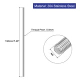 Uxcell 3Pack M5 x 190mm 0.8mm Pitch 304 Stainless Steel Fully Threaded ...