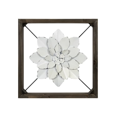 Stratton Home Decor Square Wood and Metal Geometric Plaque Wall Decor ...