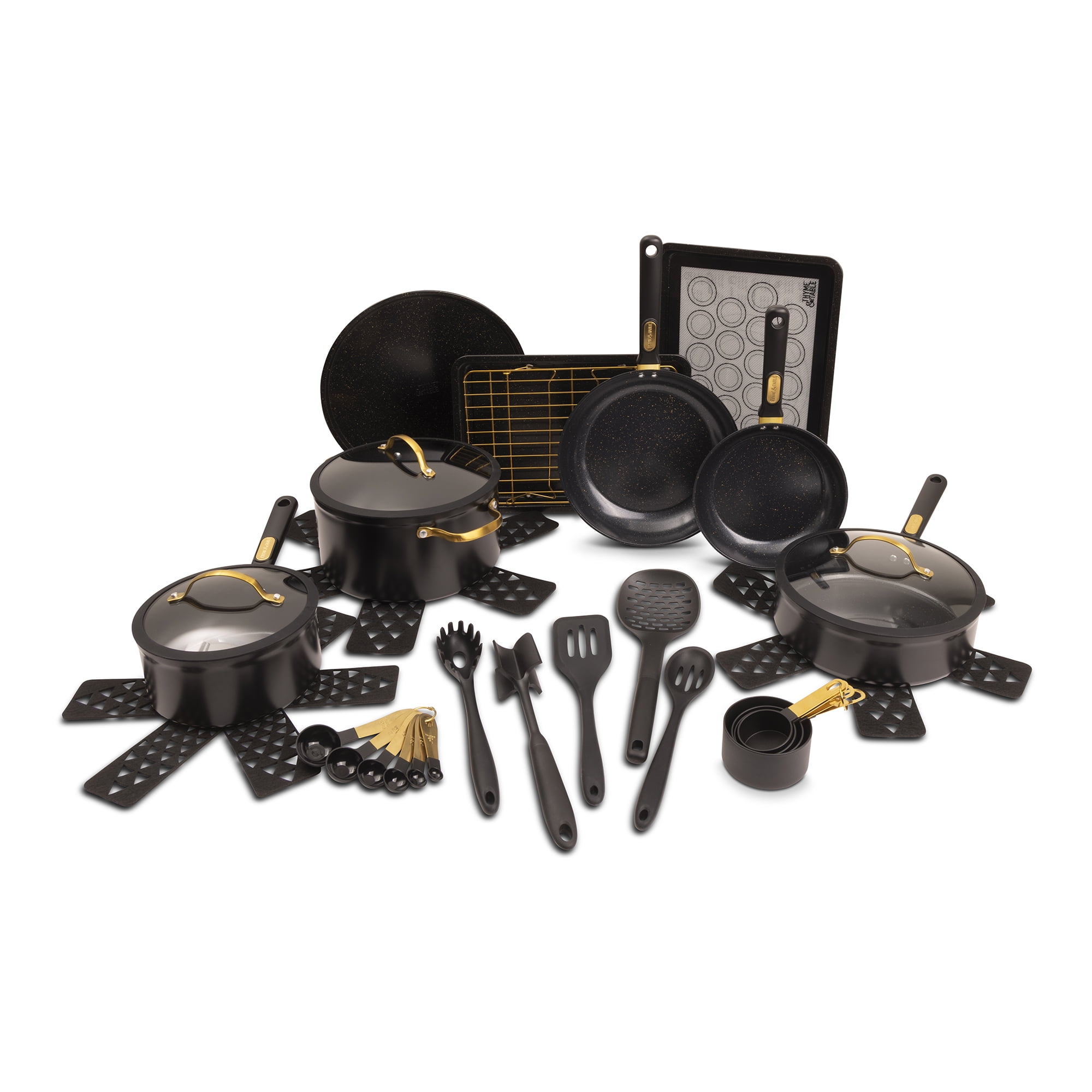 Click here for Thyme & Table 32-Piece Aluminum Cookware Set - Bla... prices