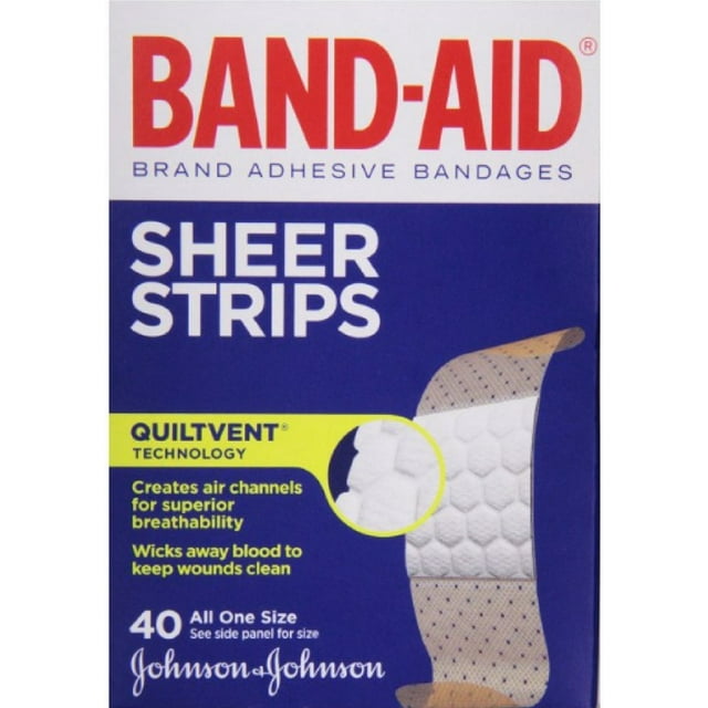 BAND-AID Sheer Strips Adhesive Bandages, All One Size 40 ea (Pack of 2 ...