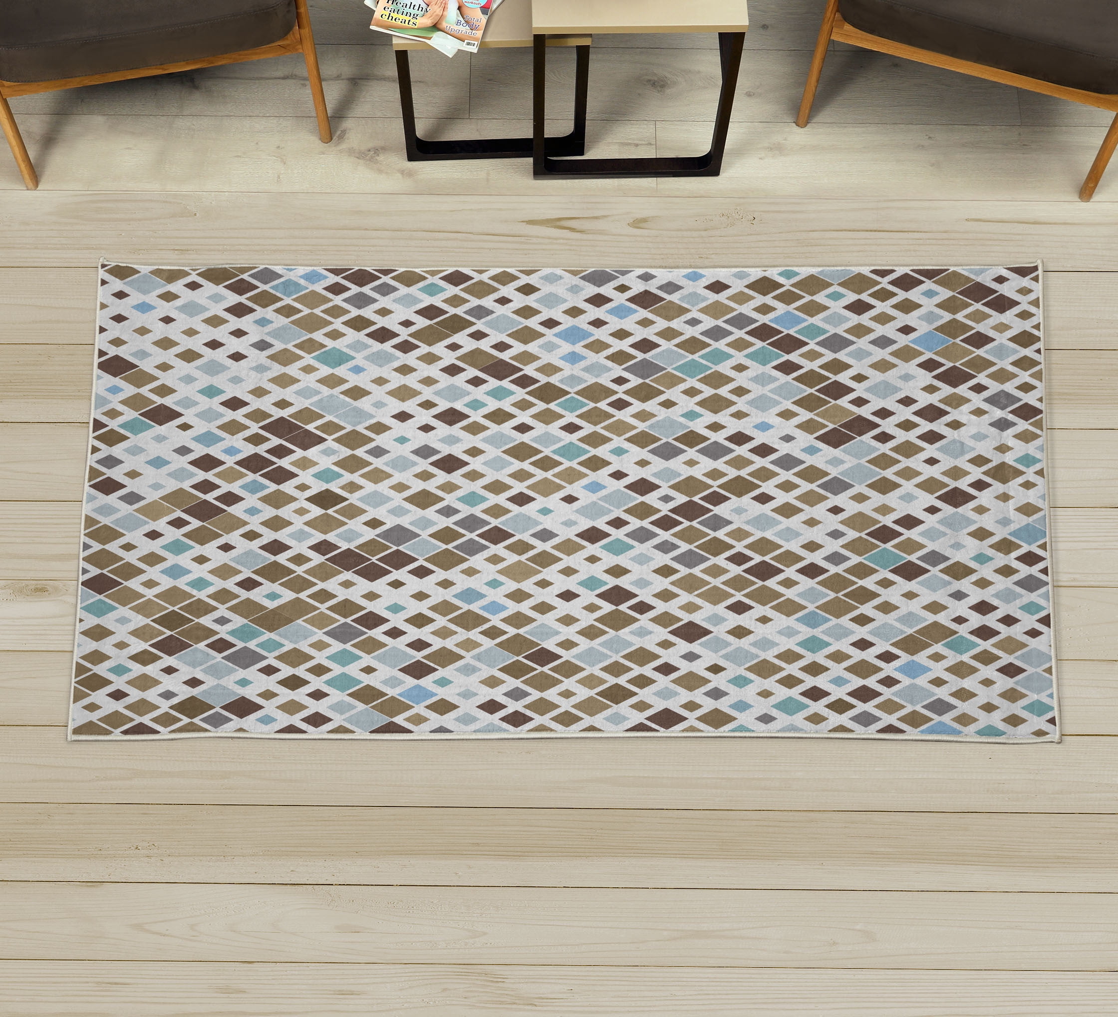 Ethnic Decorative Rug, Retro Mosaic Creative Pattern Square Rhythm ...