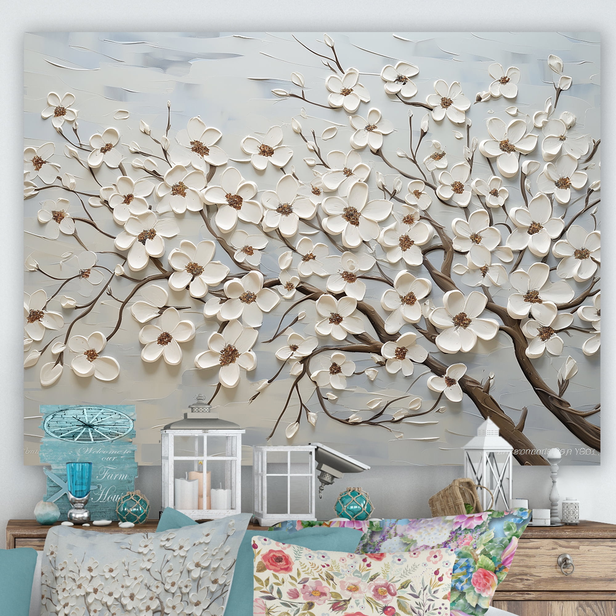 Click here for Designart Flower Field Wall Art  Serene Dogwood En... prices
