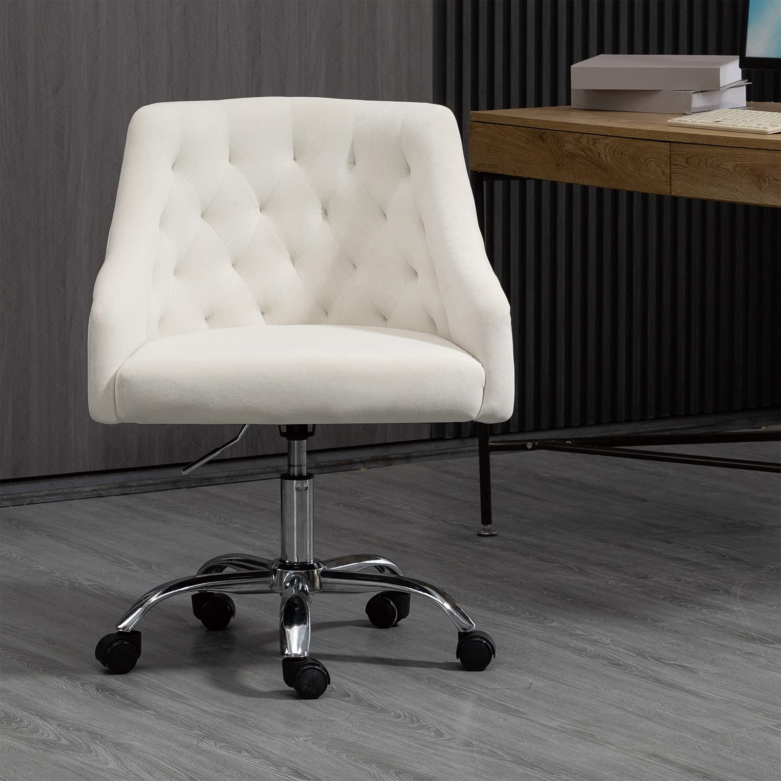 MOJAY Modern Velvet Office Chair with Swivel Function and Adjustable ...