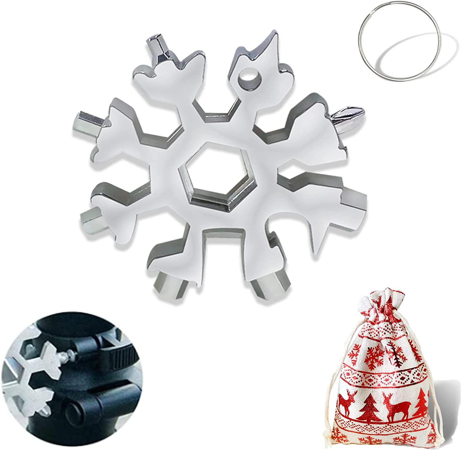 18-in-1 Snowflake Multi Tool Portable Stainless Steel Snowflake Bottle ...