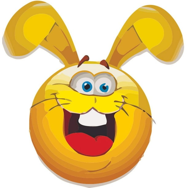 Yellow Bunny Emoticon Cartoon Decal Sticker Vinyl Wall Art Car Laptop ...