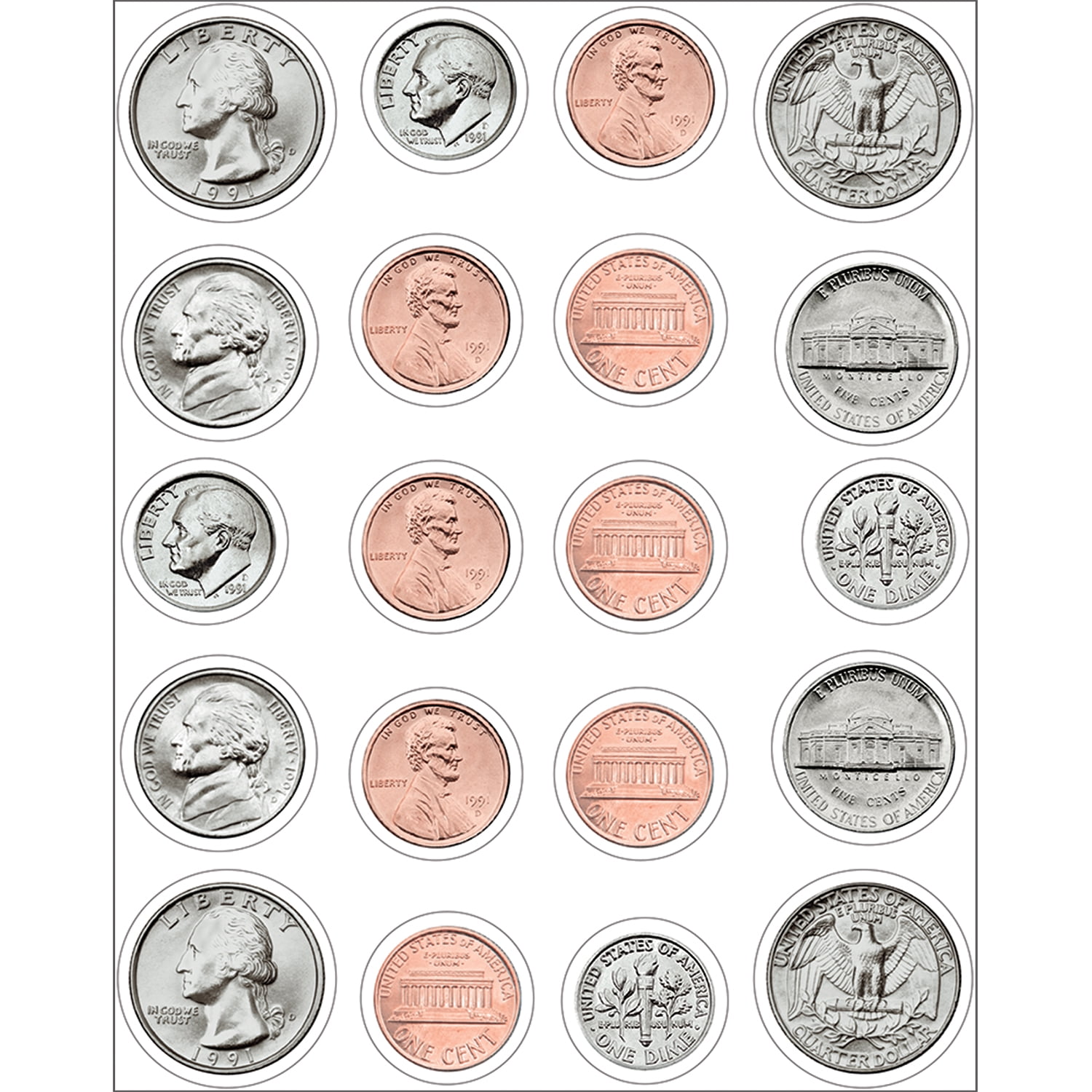 Carson Dellosa Education Money, U.S. Coins Shape Stickers (120 ...