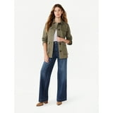 Free Assembly Women's Lightweight Cotton Utility Jacket with Pockets ...