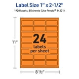 Avery Printable Rectangle Labels, Bright Orange, 1" x 2.5", 1,920ct ...