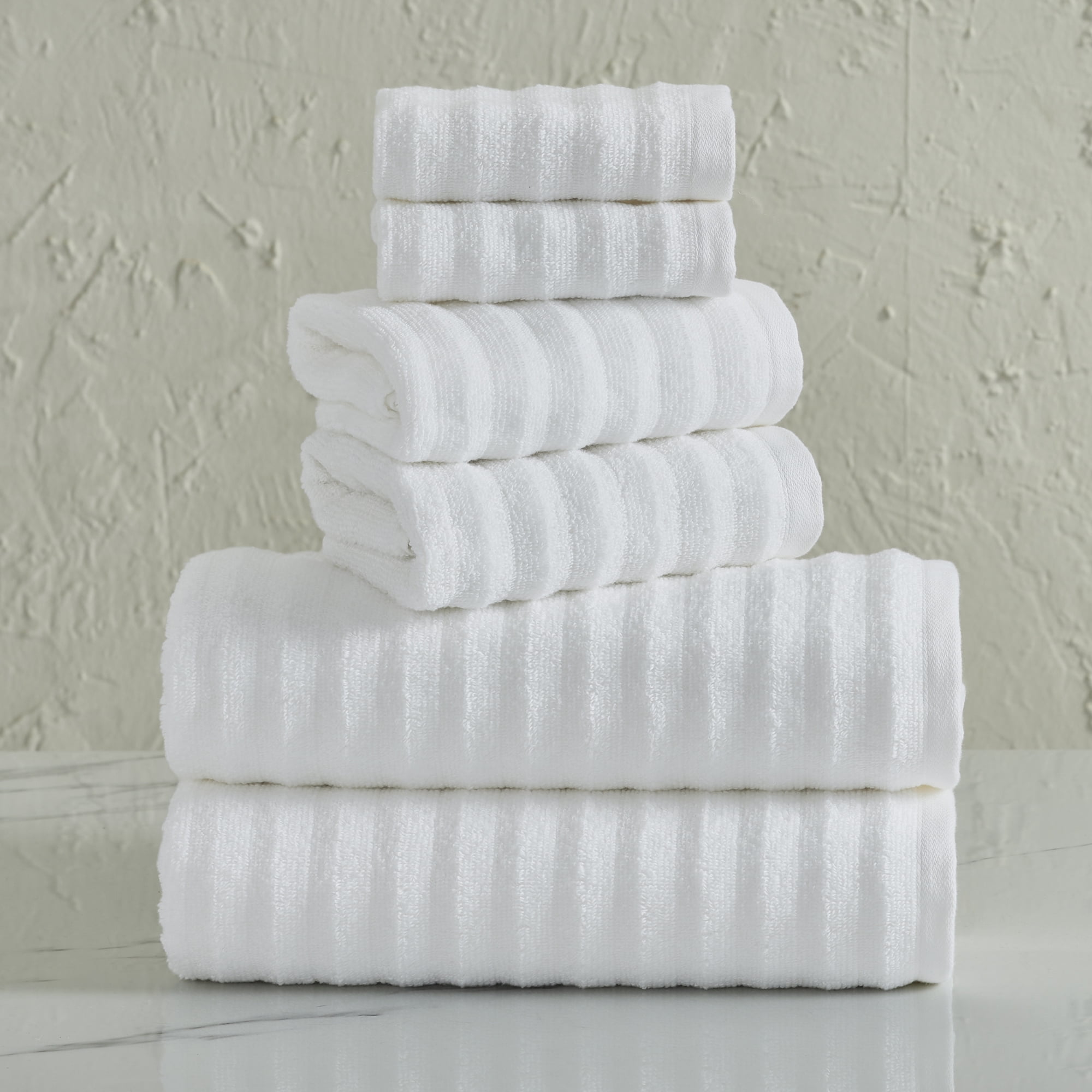 Mainstays Performance Textured 6-Piece Bath Towel Set, White - Walmart.com