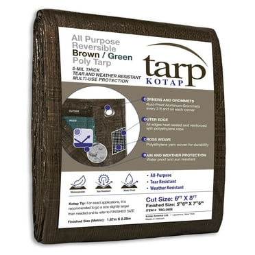 Boen 12' x 12' ft. Blue Tarp Multi-Purpose Waterproof Weave & Laminated Polyethylene, UV treated ...