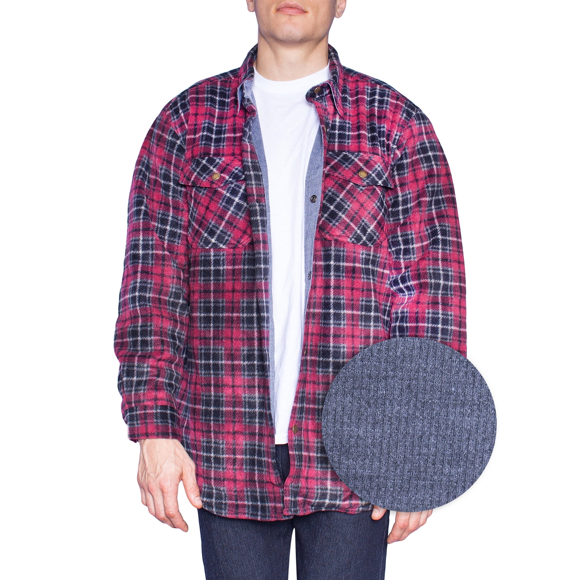 Flannel Shirt Jackets for Men Big And Tall Heavy Quilted Thermal Lined ...