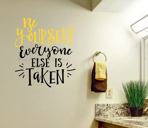 Bathroom Wall Decor Stickers Be Yourself Lettering Motivational Decal ...