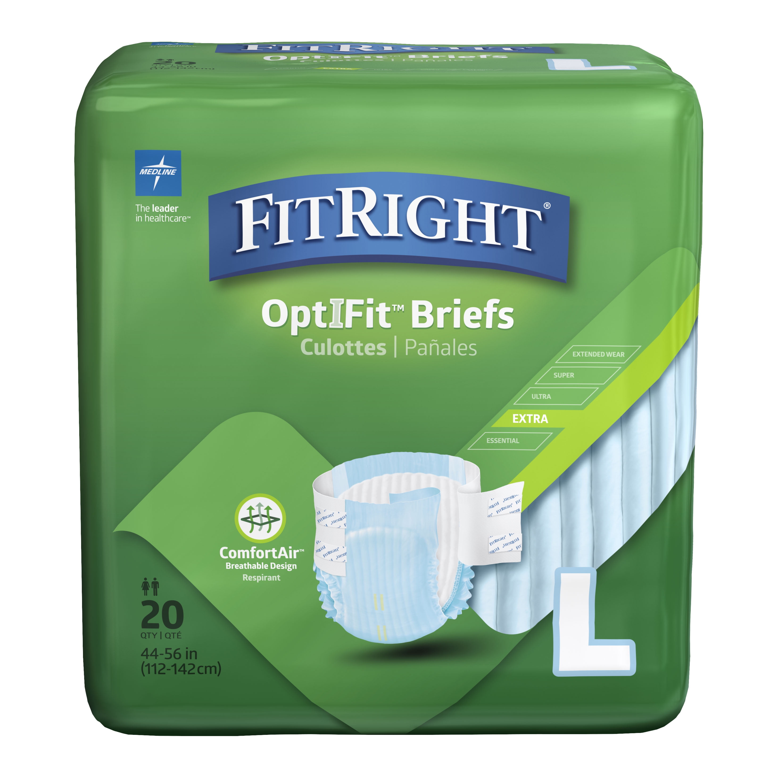 FitRight OptiFit Extra Briefs with Tabs, Adult Incontinence Brief ...