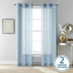 Mainstays Windowpane Sheer Window Curtains Panel Pair, Set of 2, White ...