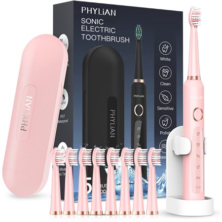 Sonic Electric Toothbrushes for Adults - PHYLIAN Rechargeable Toothbrush, Battery Electric ...