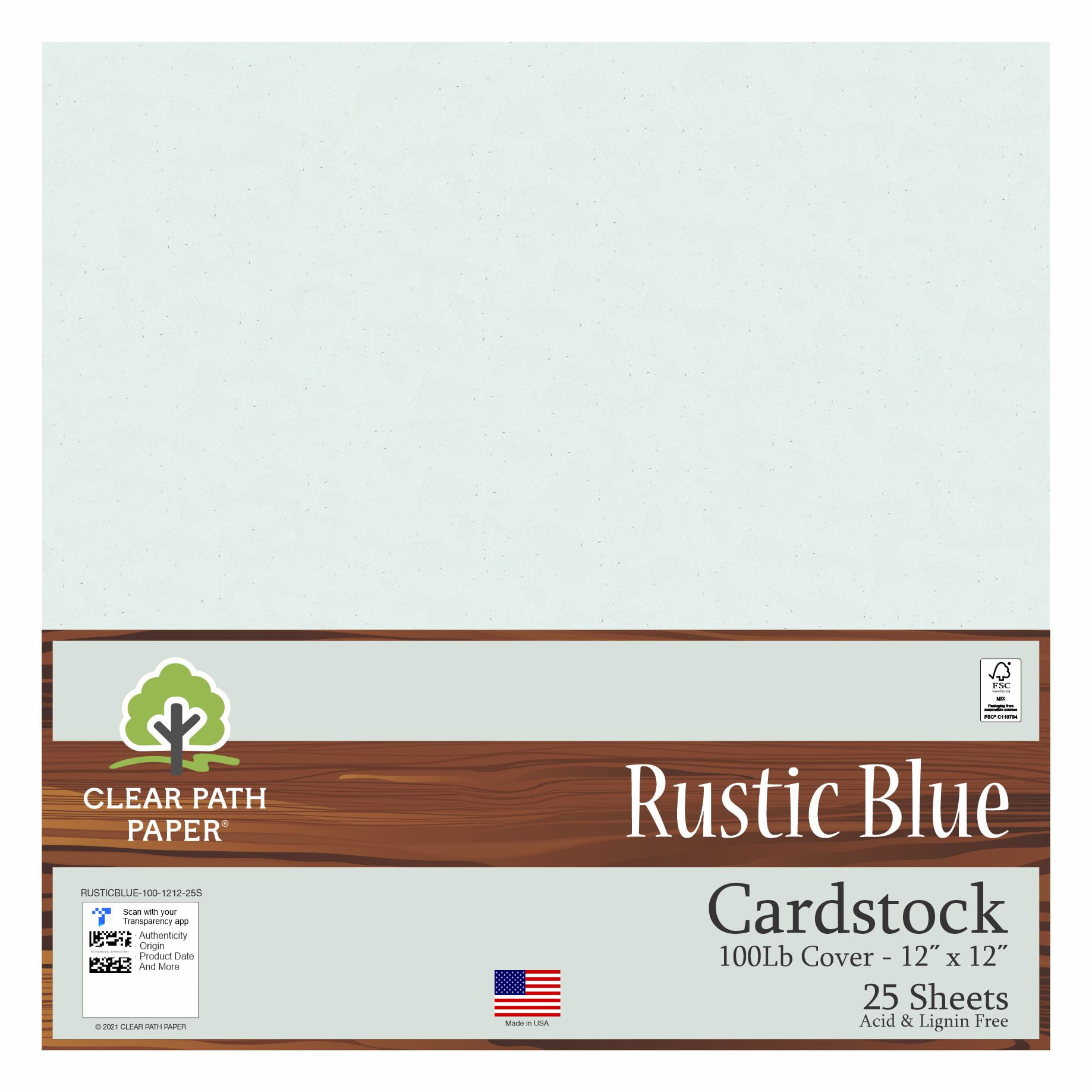 Rustic Blue Cardstock - 12 x 12 inch - 100Lb Cover - 25 Sheets - Clear ...