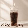 24 Oz High Borosilicate Glass Tumbler With Lids And Straws For Coffee ...
