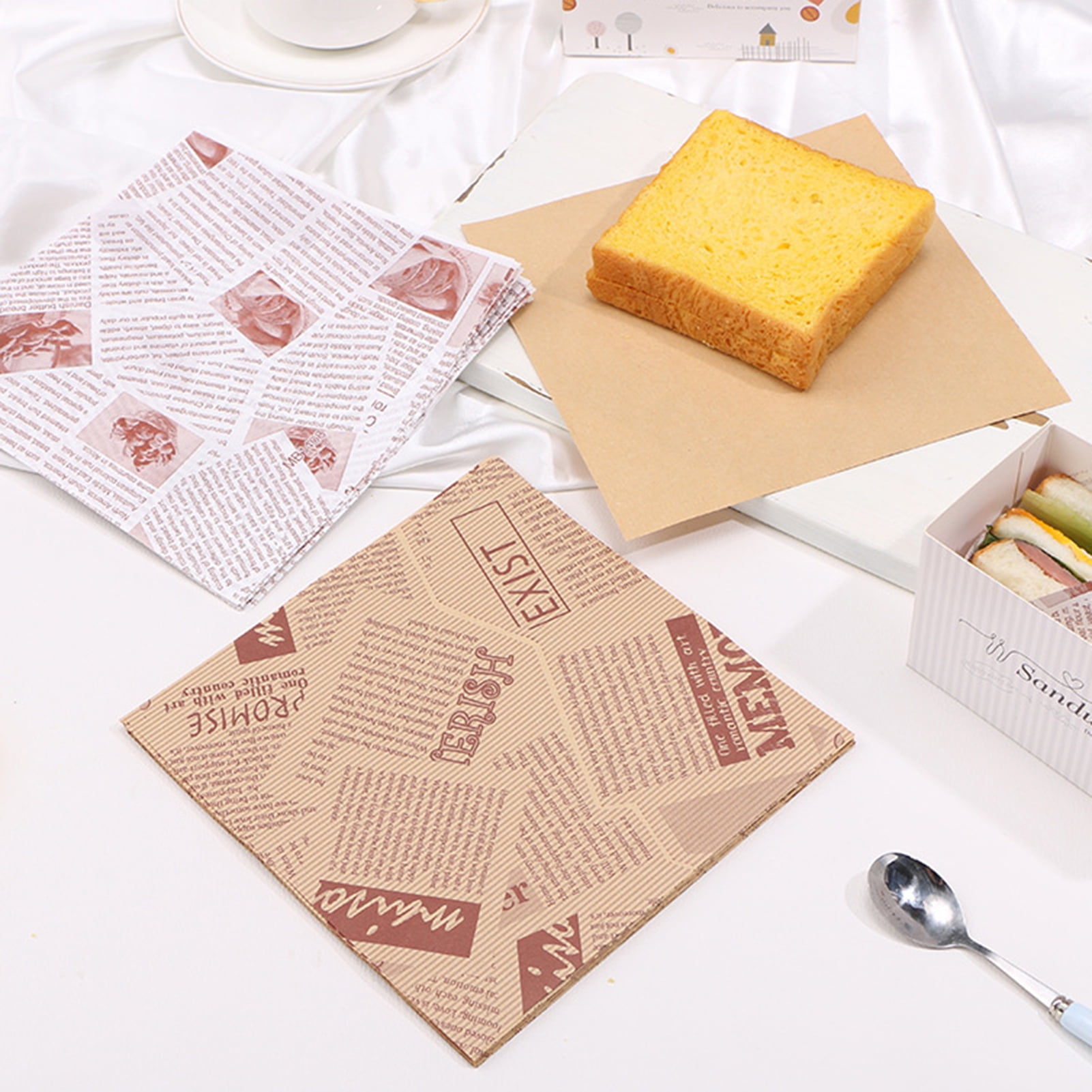 Exquisite Pattern Food Wrapping Paper- 100Pcs, Food Grade, Eye-Catching ...