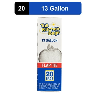 Great Value Tall Kitchen Flap Tie Trash Bags, 13 Gallon, 80 Count ...