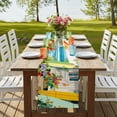 Coastal Beach Burlap Cotton Table Runner 13x90 Inches Long, Surfboard ...