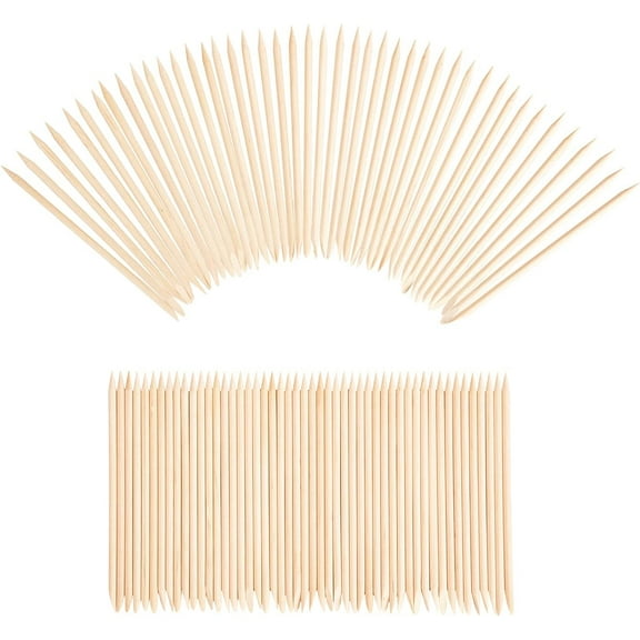 100 Pcs 4.3in Wooden Orange Sticks Nail Cuticle Stick for Pusher ...