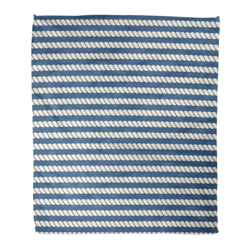 SIDONKU Flannel Throw Blanket Blue Striped Nautical Ropes Strong Cable ...