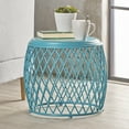 Brassel Indoor 19 Inch Diameter Lattice Iron Side Table, Matte Teal ...