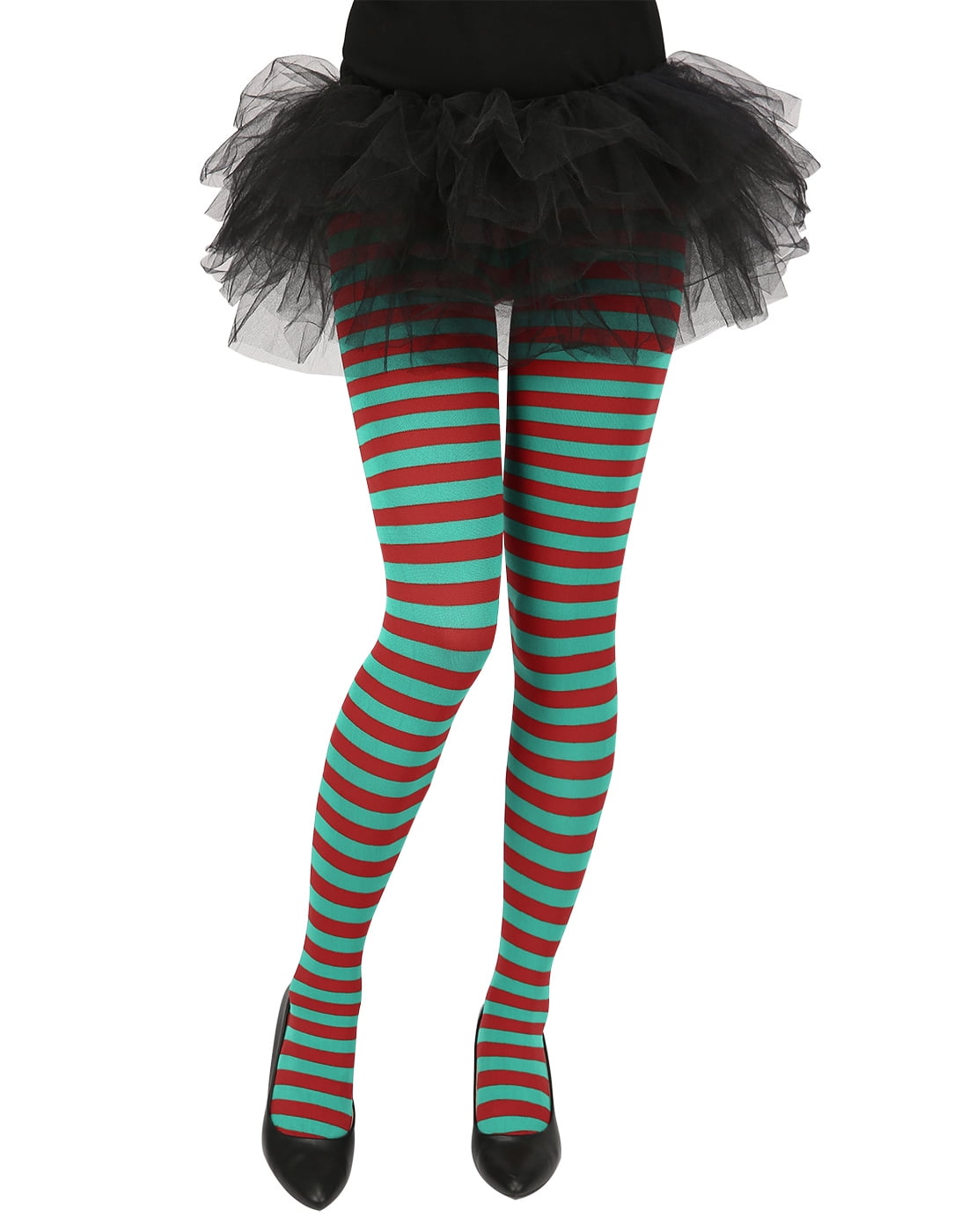 Hde Womens Striped Tights Opaque Microfiber Stockings Nylon Footed