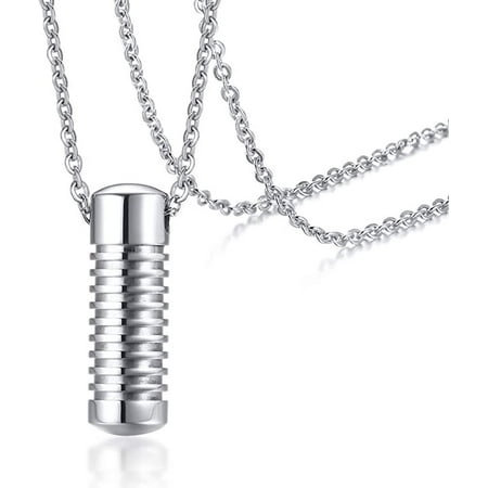 Cremation Urn Pendant Necklace Stainless Steel Openable Vial Keepsake ...