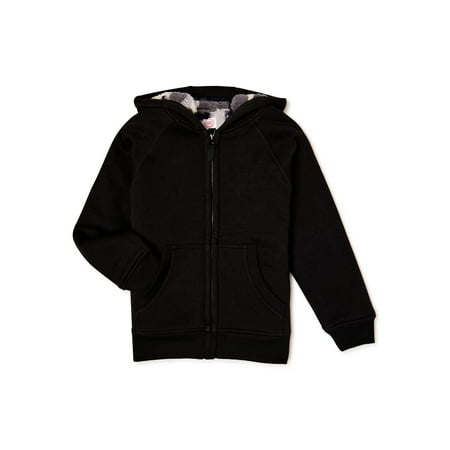 Wonder Nation Boys Faux Sherpa-Lined Hoodie Jacket with Full Zip, Sizes ...