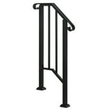 SamyoHome 2-Step Outdoor Hand Picket Black Wrought Iron Handrail ...
