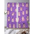 Pink Pigs Sheer Curtains for Living Room Bedroom Purple Farmhouse Art ...