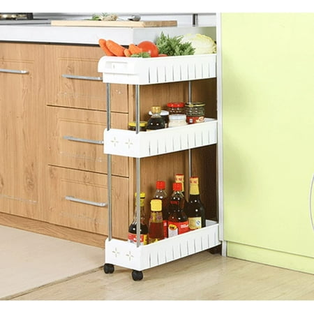 Slim Storage Cabinet Organiz Rolling Pull Out Cart Rack Tow with Wheel ...