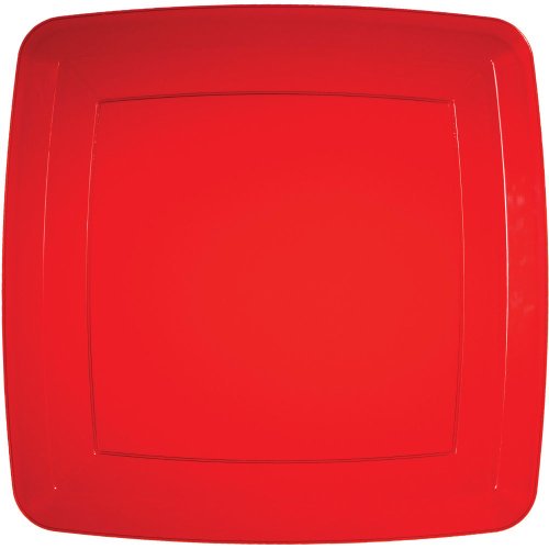 Translucent Red Square Plastic Banquet Plates 8 Count for 8 Guests ...