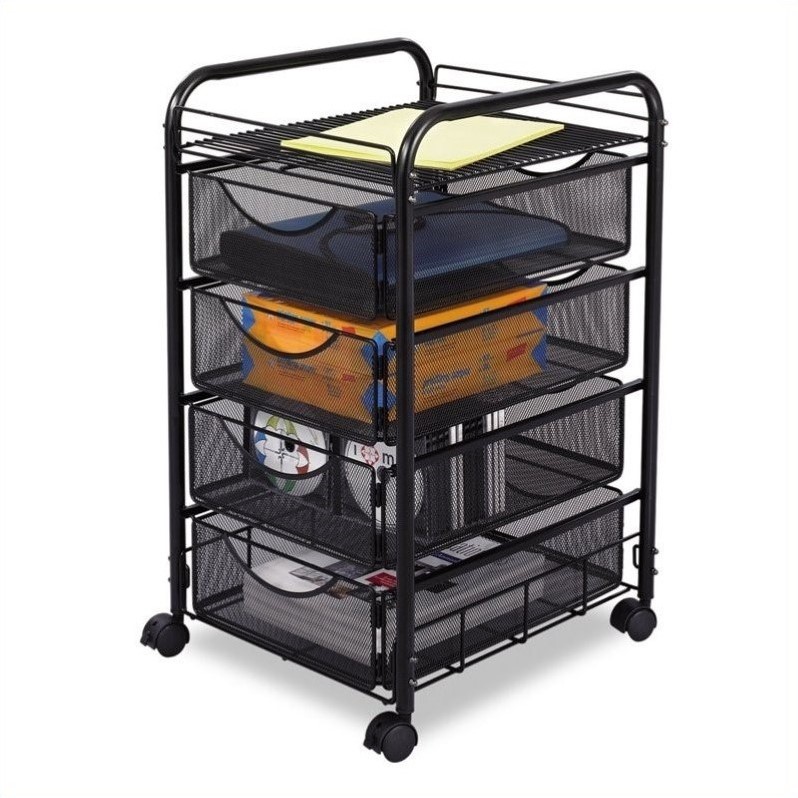 Scranton & Co Mesh File Cart with 4 Drawers in Black - Walmart.com