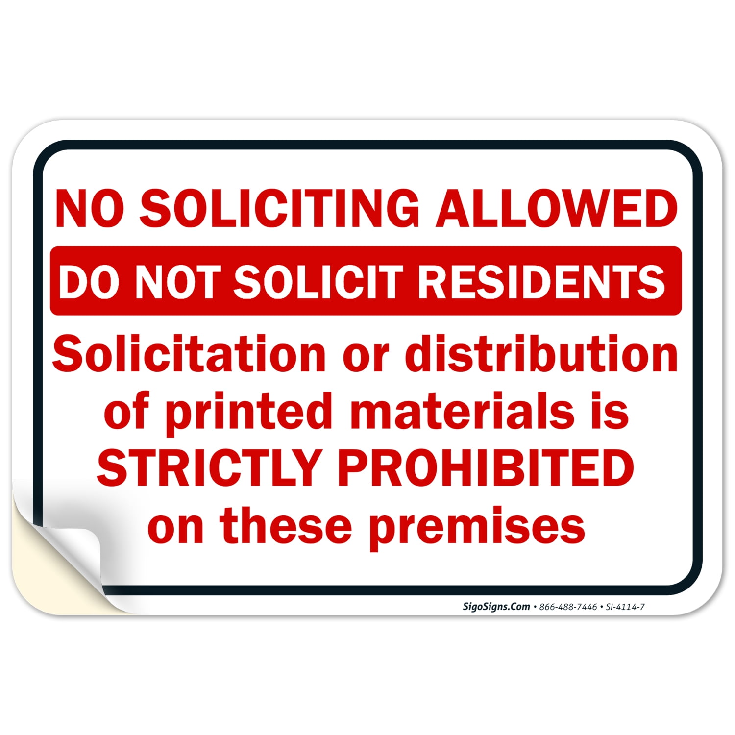 No Soliciting Allowed Sign, 10x7 Vinyl Sticker - Walmart.com