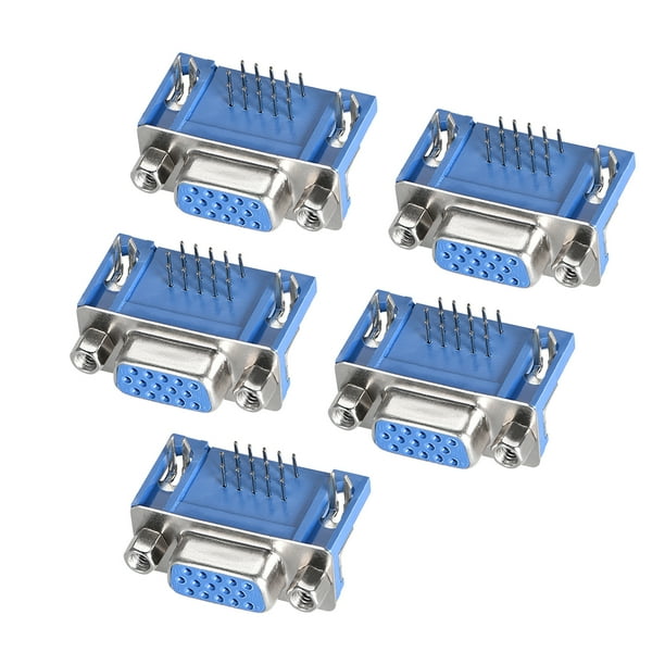 D-sub Connector Female Socket 15-pin 3-row Right Angle Blue 5pcs ...