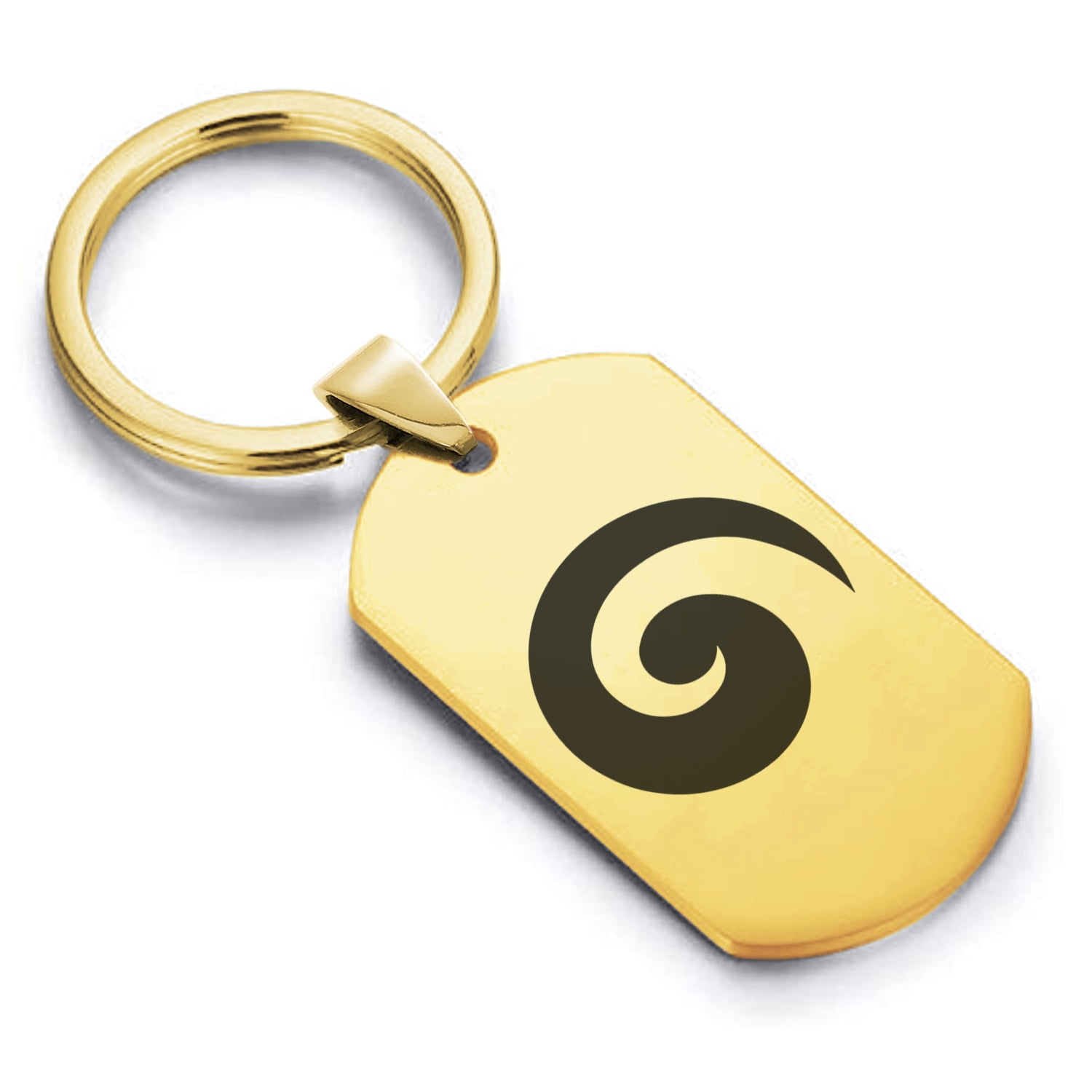 Stainless Steel Koru (Spiral) Maori Symbol Dog Tag Keychain Circle Ring ...