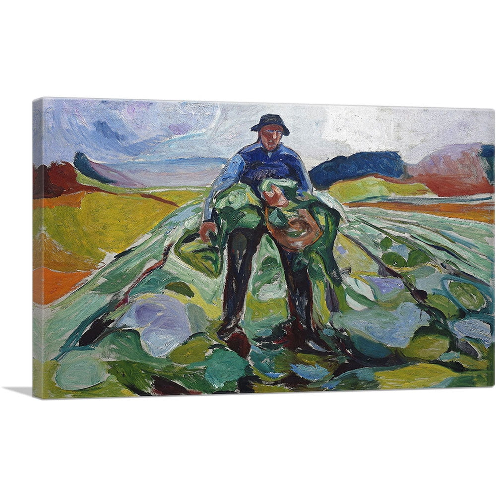 ARTCANVAS Man in the Cabbage Field 1916 Canvas Art Print by Edvard ...